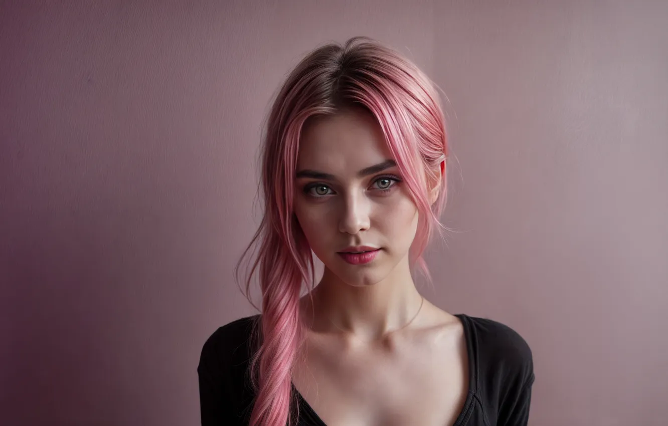 Wallpaper girl, pink hair, portrait, AI Art for mobile and desktop ...
