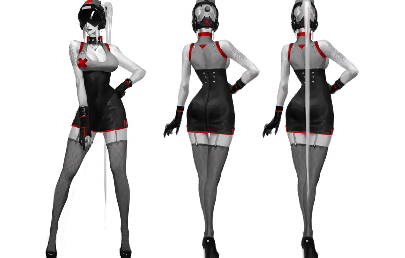 Wallpaper Girl, Blonde, View, Girl, Mask, Stockings, Feet, Heels for ...