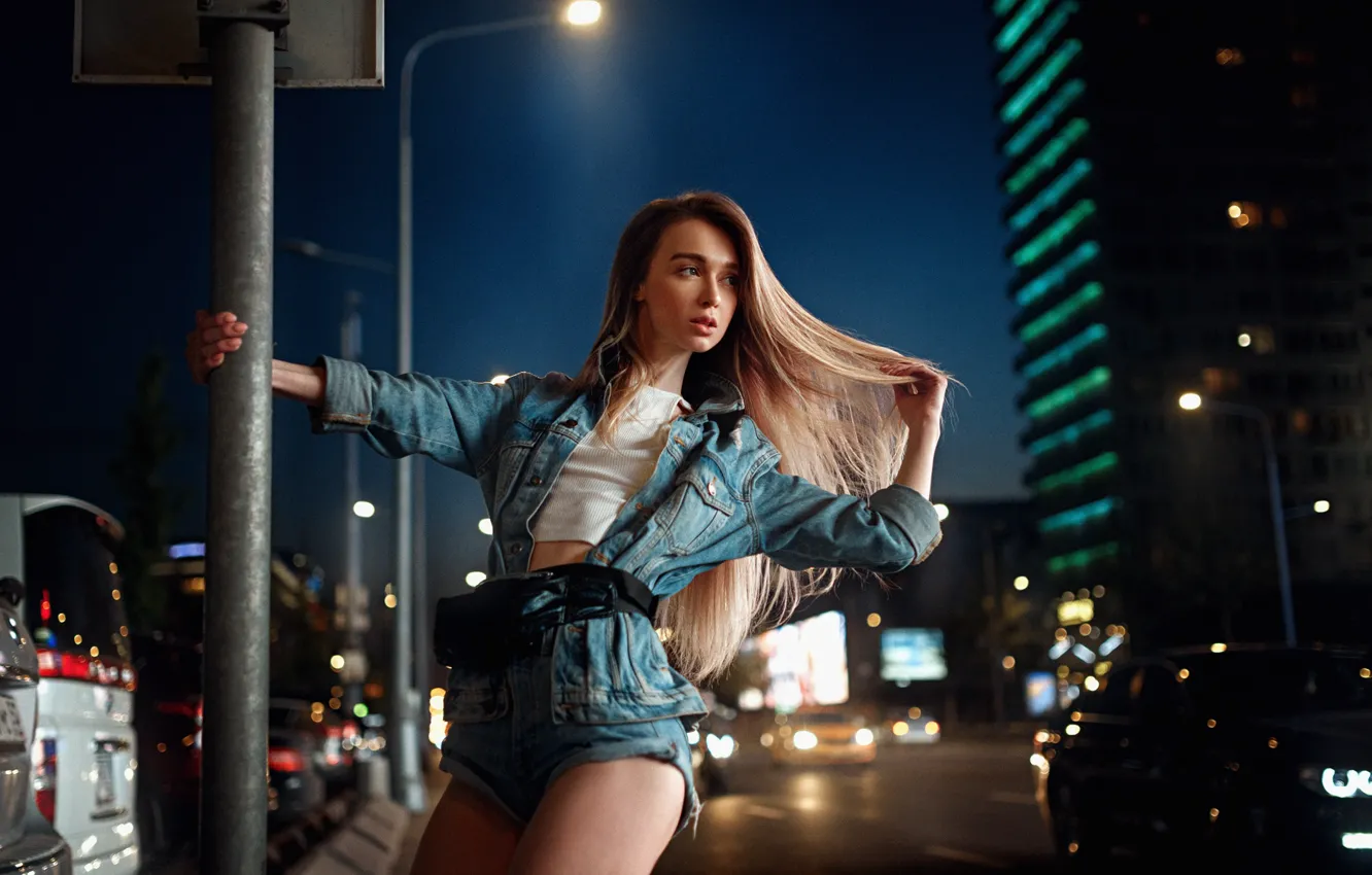 Wallpaper girl, the city, lights, street, George Chernyadev, Georgy Chernyadyev, Give Tsaralunga ...