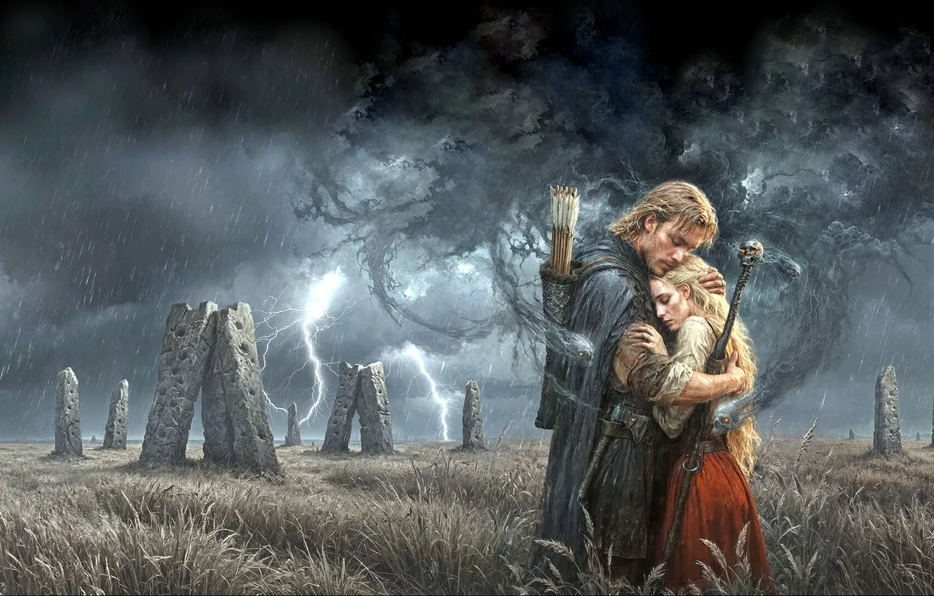 Wallpaper Skull, Grey, Ness, Weasel, Necromancer's Staff, Laen, Sergey Shikin, Wind and Sparks ...