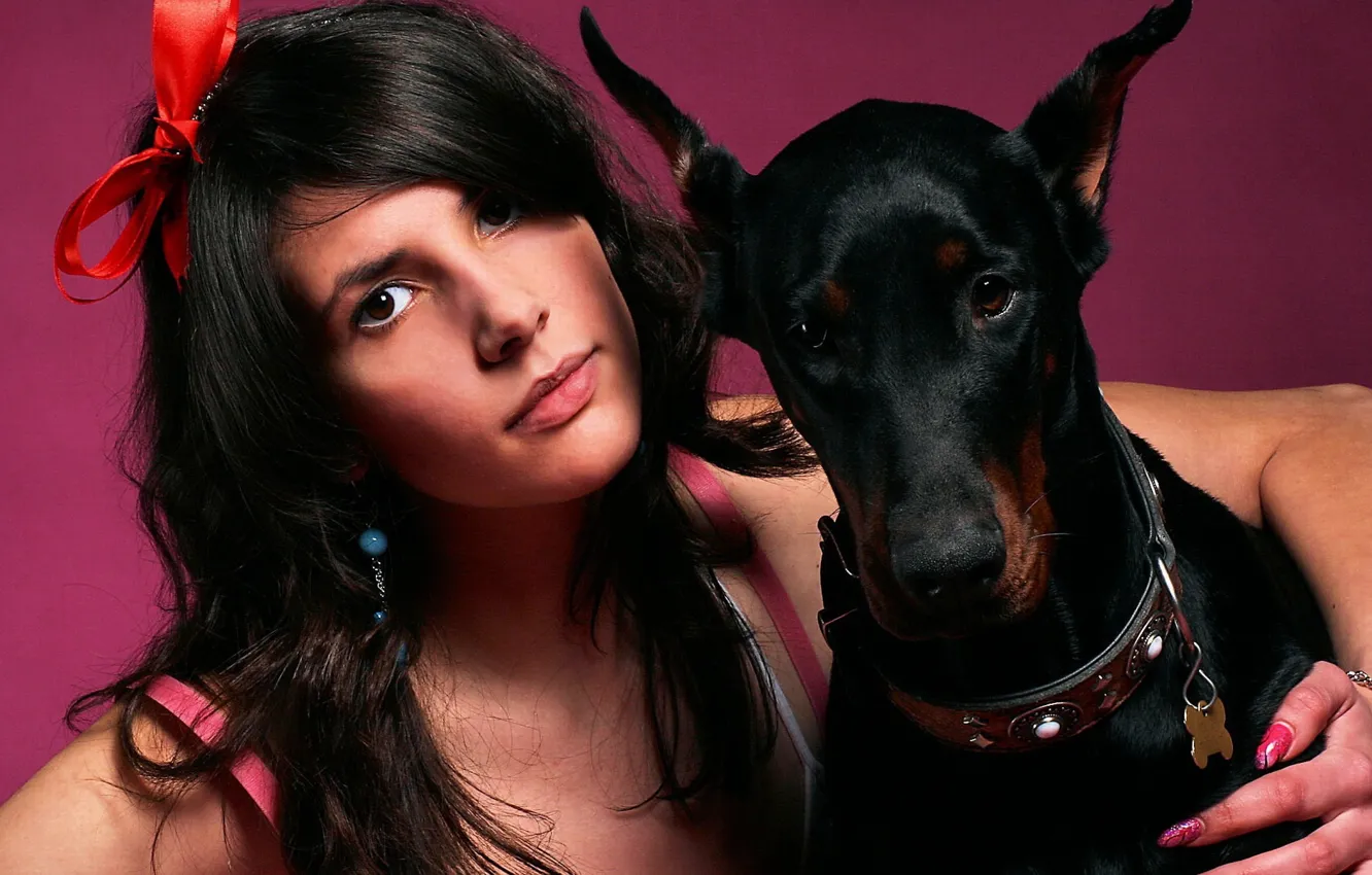 Wallpaper Girl, and, Dogs, Animals, Doberman images for desktop ...