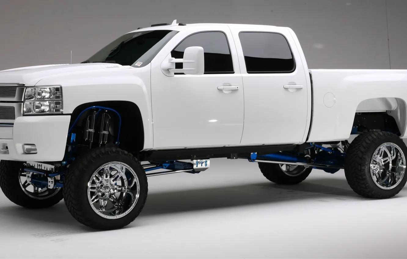 Wallpaper Chevrolet, White, Tuning, Custom, PickUp, Silverado 1500 for ...