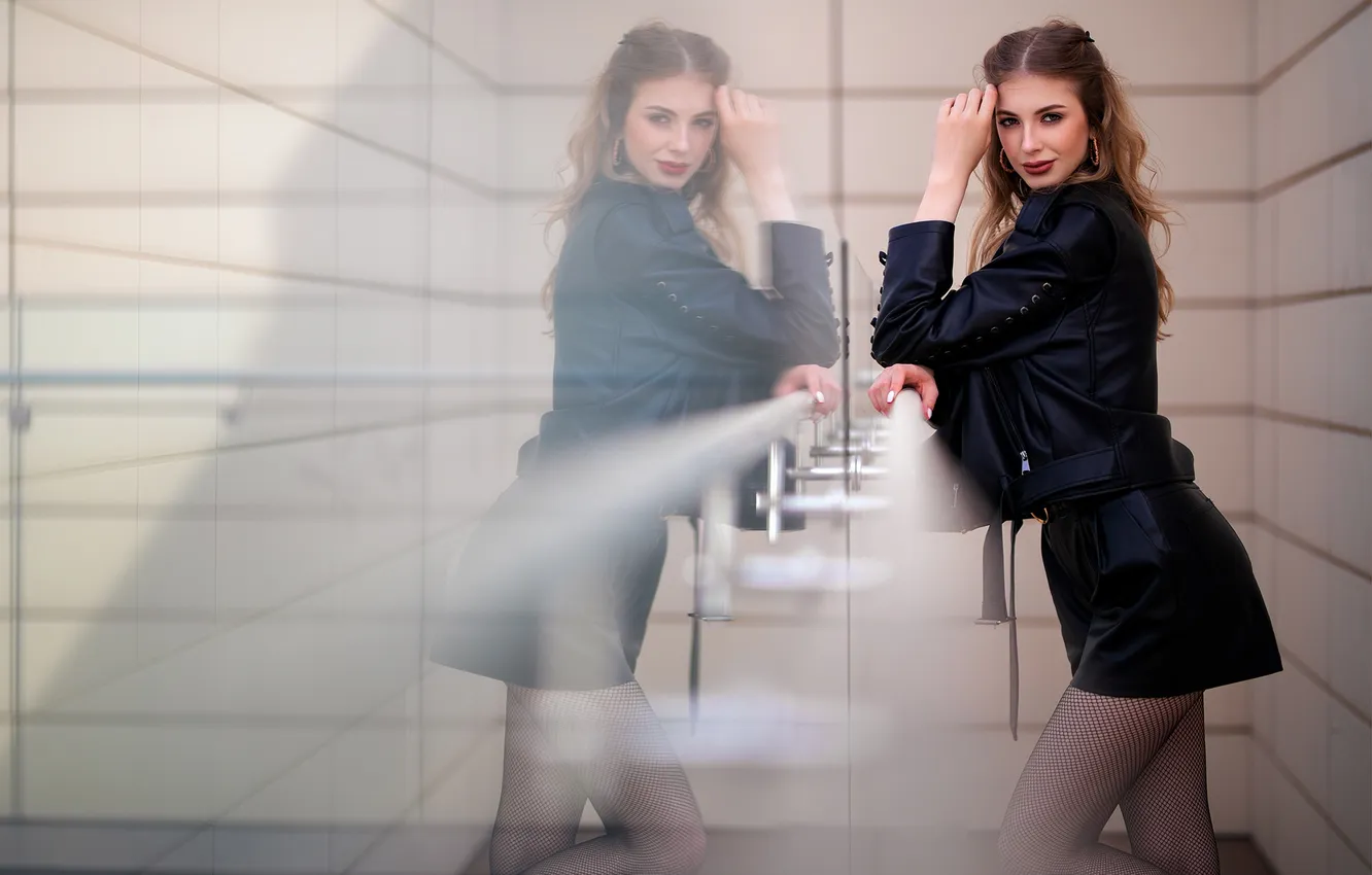 Wallpaper look, girl, pose, reflection, Dmitry Shulgin, Ksenia Galchuk ...