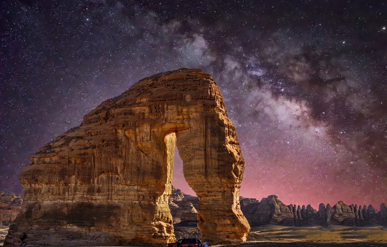 Wallpaper light, rock, landscape, nature, nebula, night, planets, Milky ...