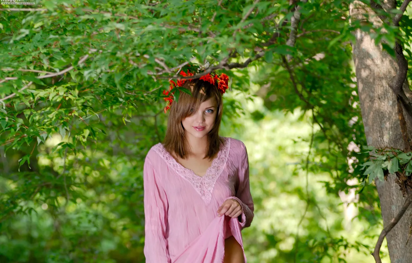 Wallpaper forest, dress, wreath, Amelie, Emily for mobile and desktop ...
