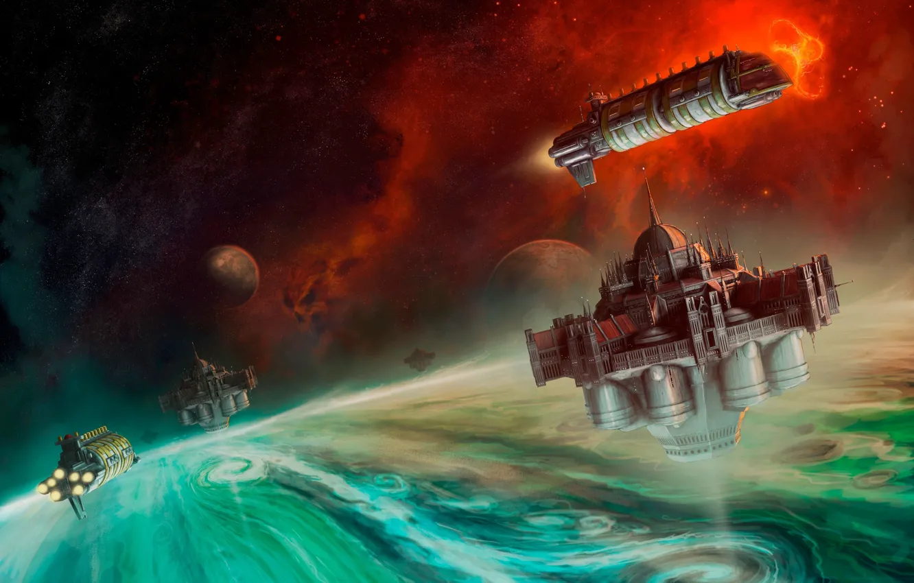 Wallpaper Warhammer 40000, spaceship, Warhammer 40K, planet, Shield of ...