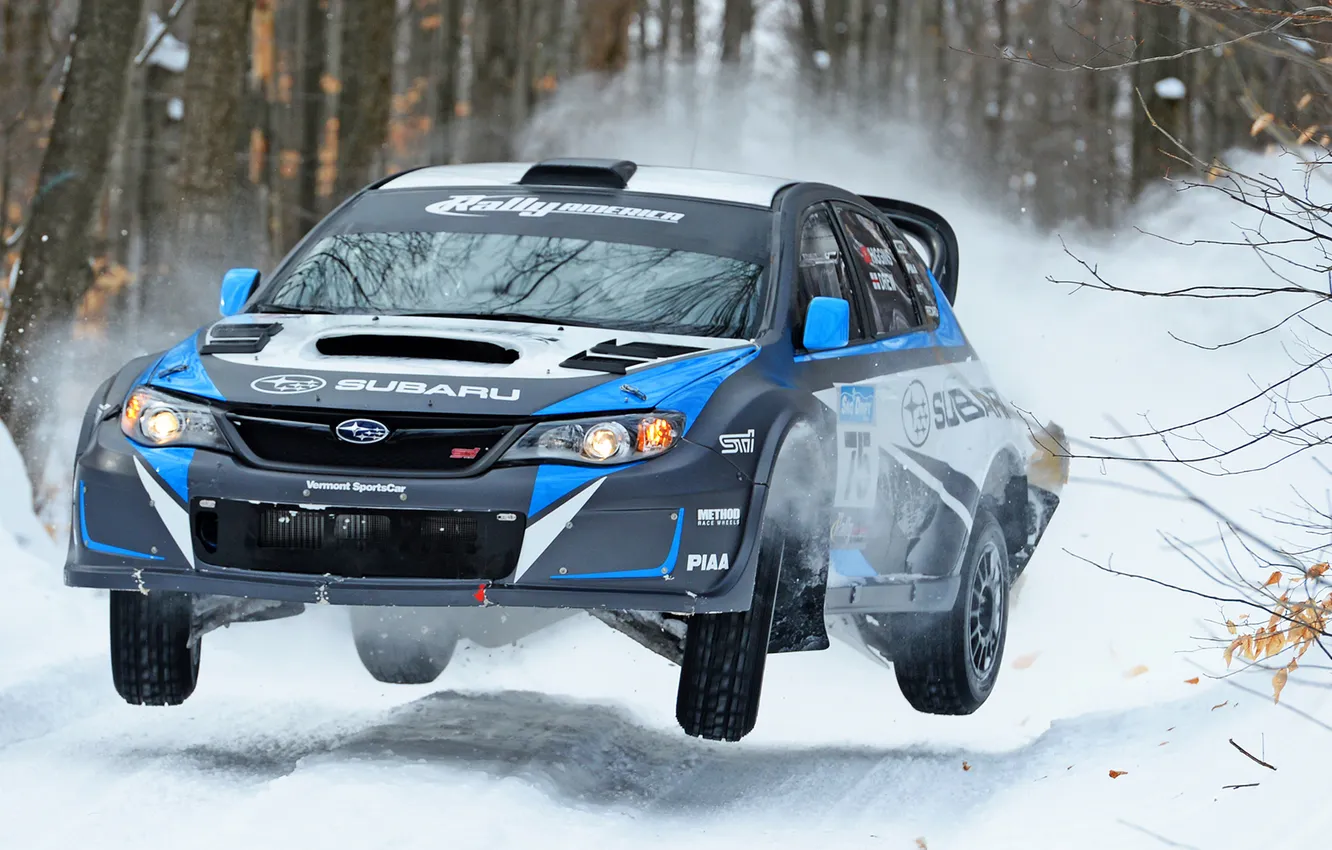 Wallpaper winter, machine, forest, snow, Subaru, Impreza, Skid, the ...