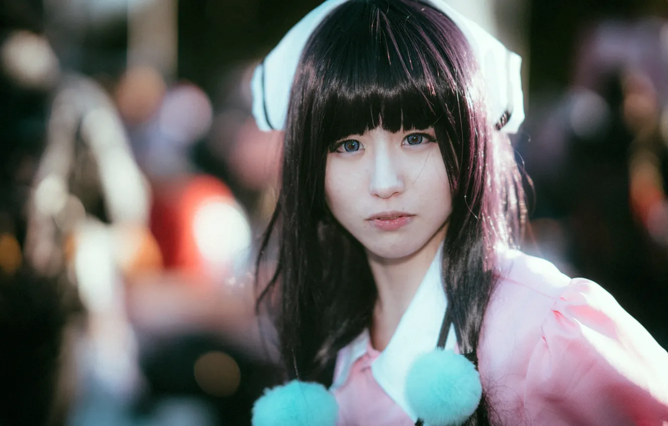 Wallpaper girl, long hair, blue eyes, beautiful, pretty, lips, face ...