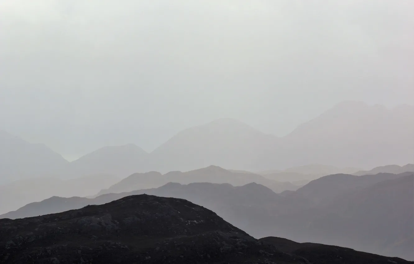 Wallpaper mountains, fog, mist, Layers, silhouettes for mobile and ...
