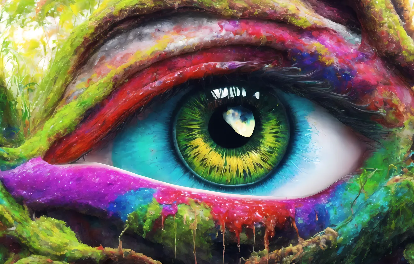 Wallpaper eyes, colorful, landscape, eyes, fantasy art, looking at ...