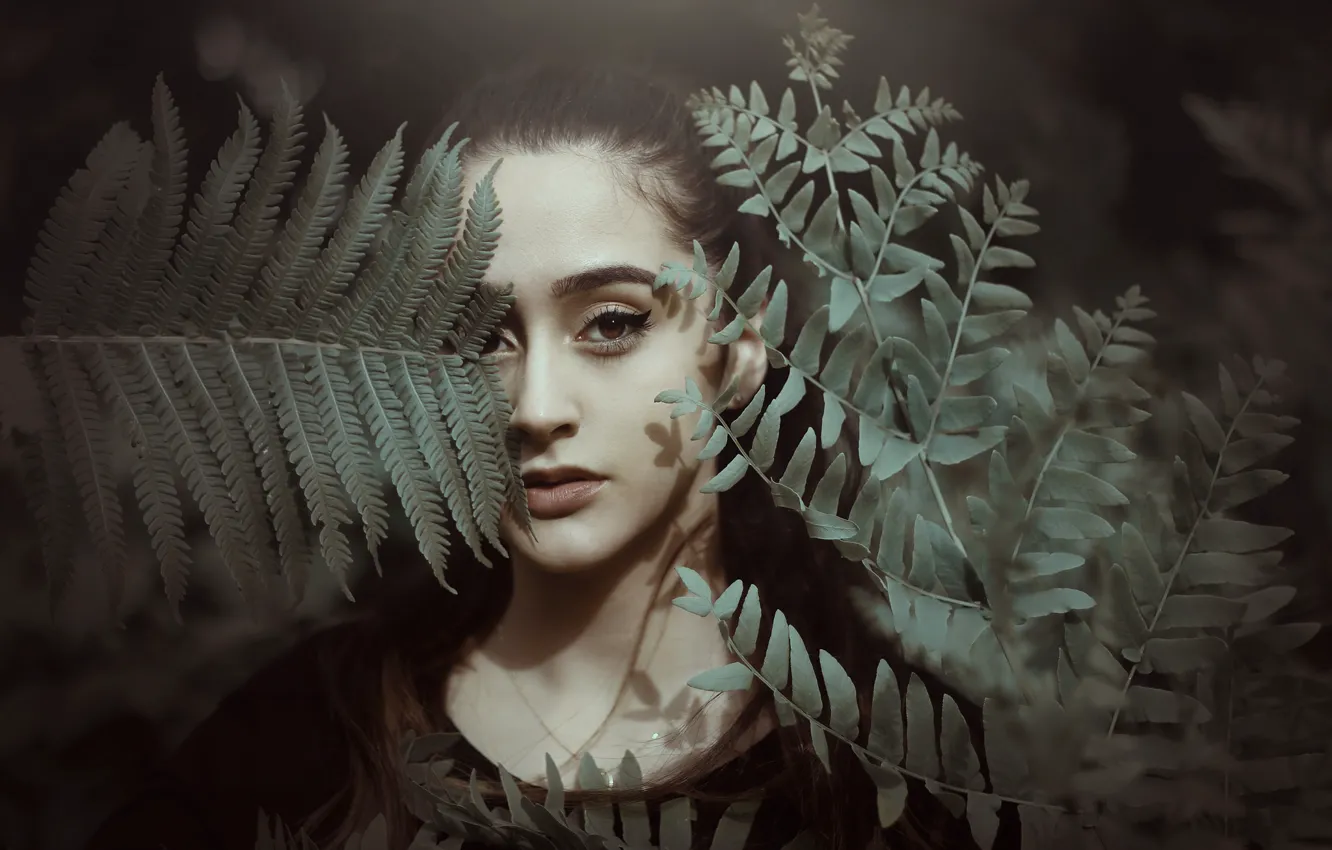 Wallpaper look, leaves, face, portrait for mobile and desktop, section ...