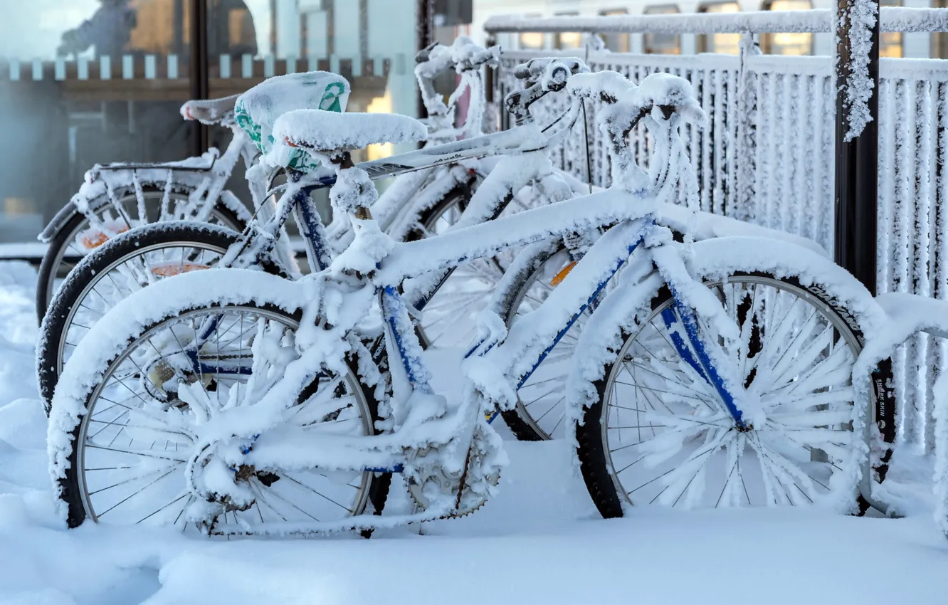 Wallpaper snow, bike, the city for mobile and desktop, section город ...