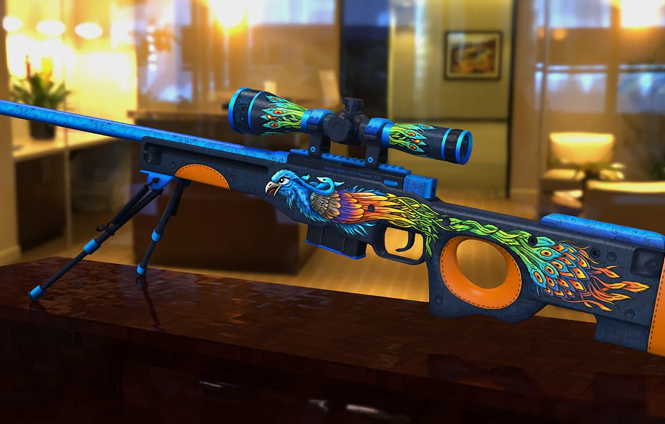 Wallpaper background, bird, interior, chest, render, paint, awp ...