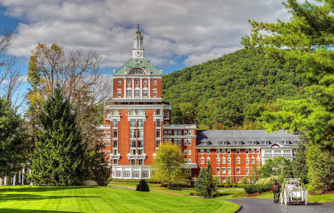 Wallpaper forest, summer, trees, building, coach, the hotel, Virginia ...