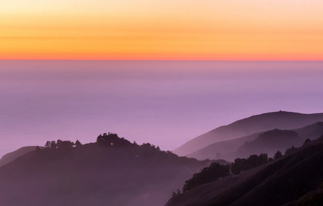 Wallpaper Landscape, ocean, nature, sunset, fog, Big Sur, Calfornia images for desktop, section ...