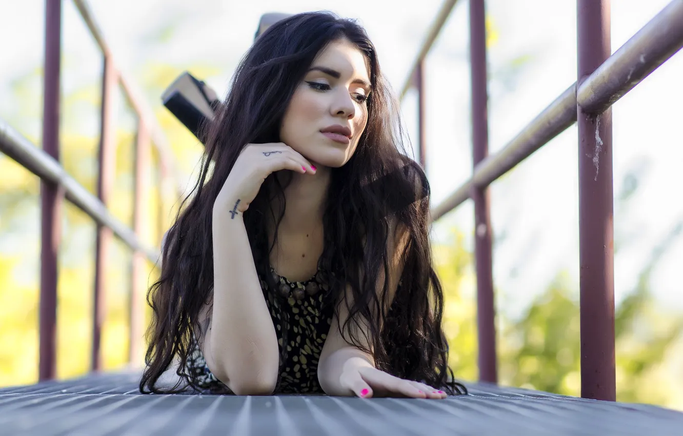 Wallpaper girl, model, hair, brunette, tattoo, Gabriela for mobile and ...