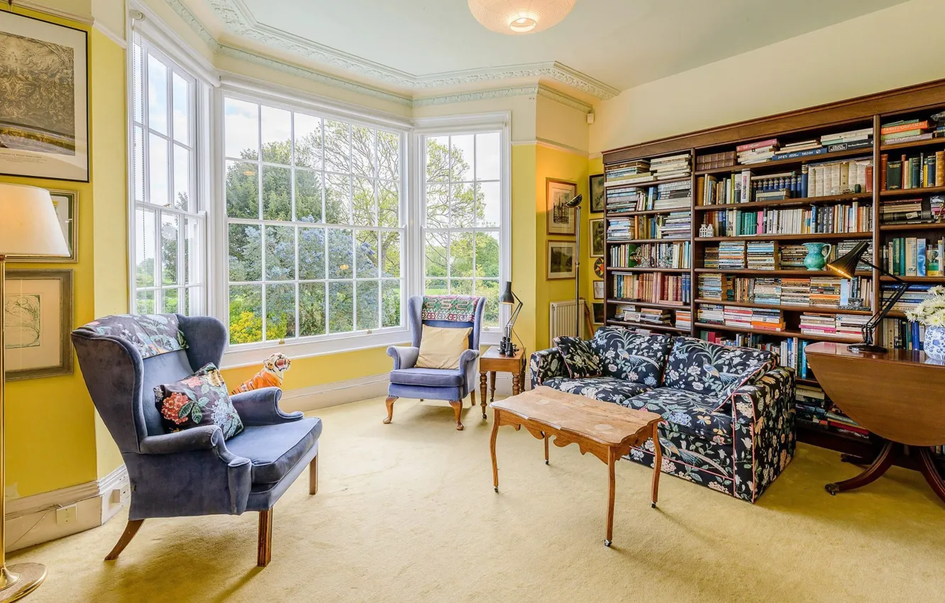 Wallpaper design, style, interior, library, living room, Georgian ...