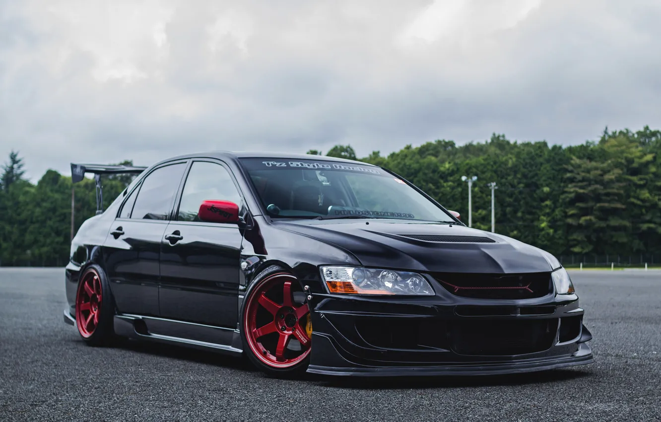 Wallpaper Mitsubishi, Lancer, Red, Evolution, Black, Wheels for mobile ...