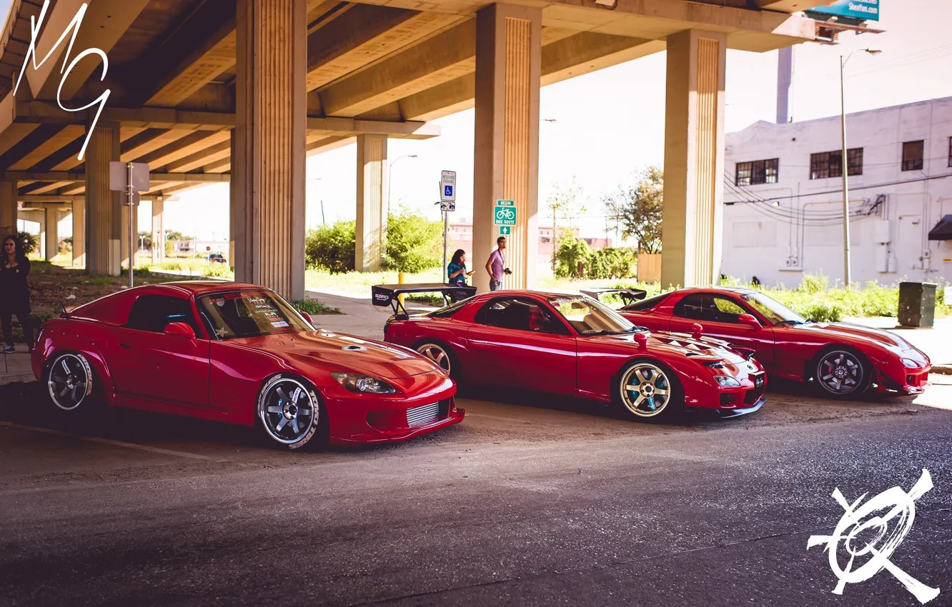 Wallpaper red, honda, mazda, japan, jdm, rx7, tuning, low for mobile ...