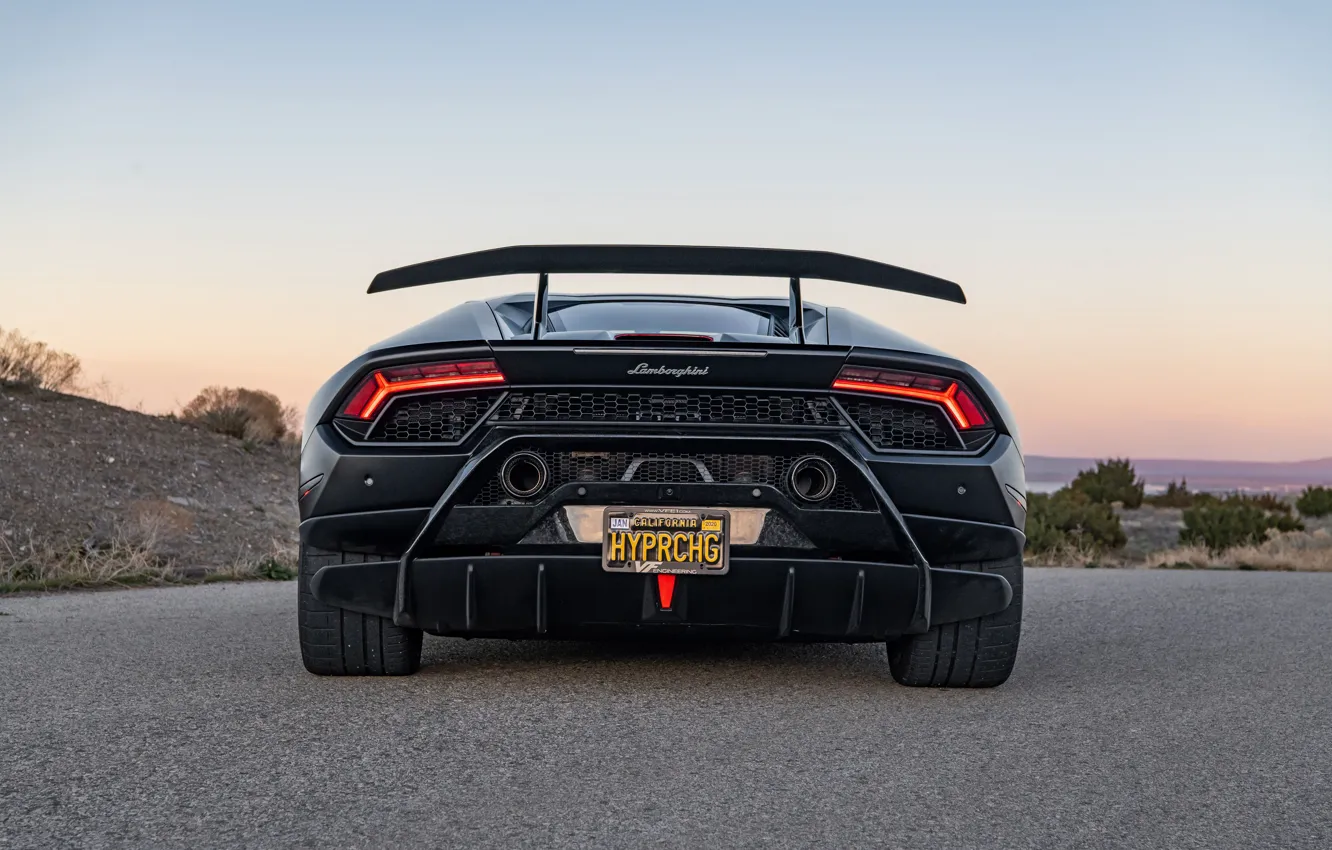 Wallpaper sunset, the evening, Lamborghini, rear view, Performante ...