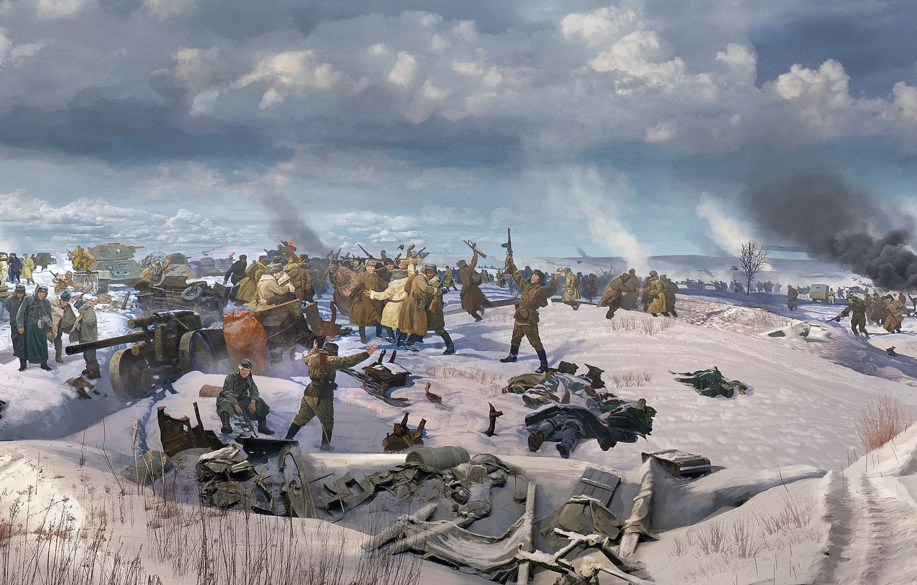 Wallpaper winter, snow, war, picture, soldiers, gun, WWII, The great ...