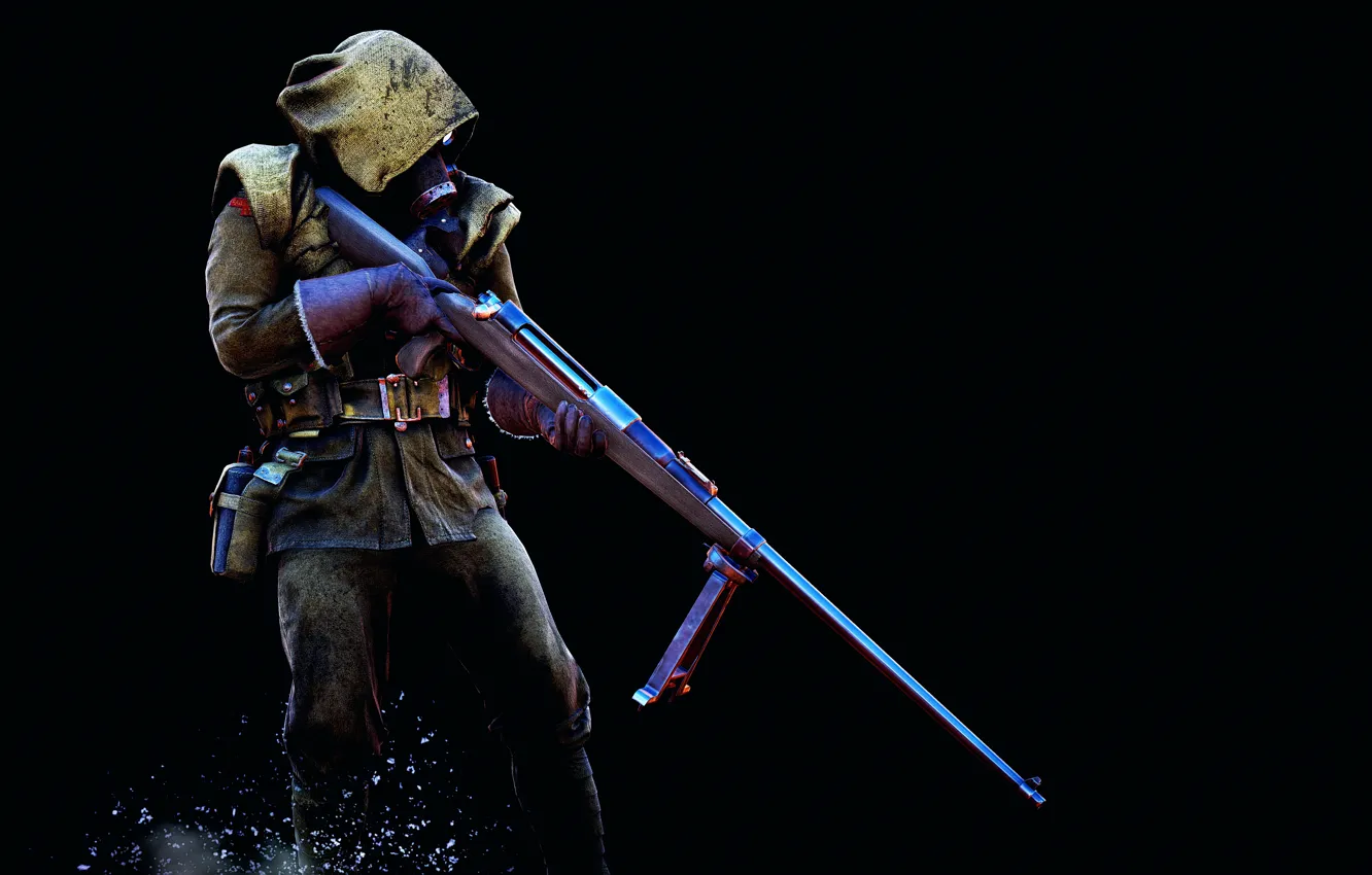 Wallpaper soldiers, gas mask, rifle, Electronic Arts, Battlefield 1 ...