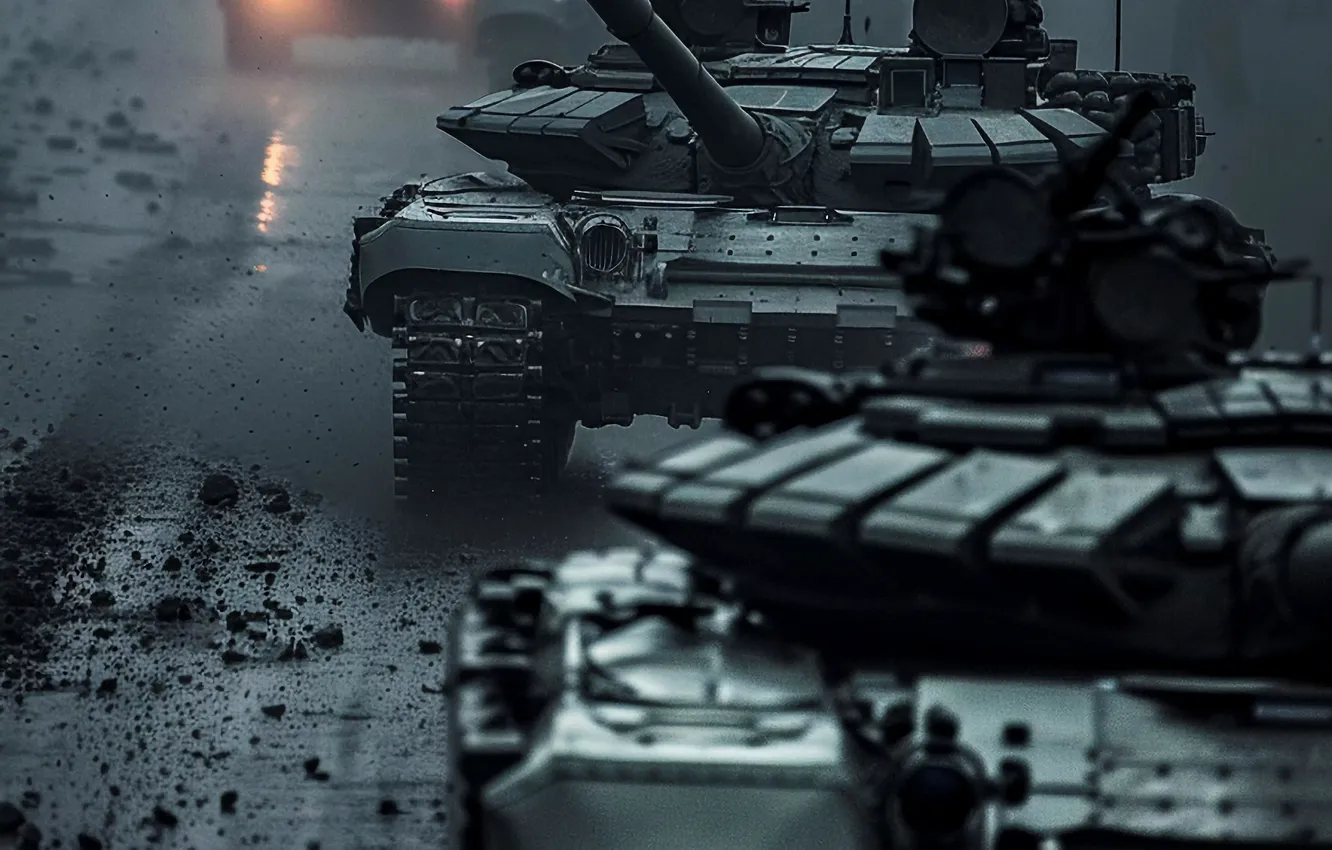 Wallpaper road, tank, columns, closeup, digital art, AI art, The Art of ...