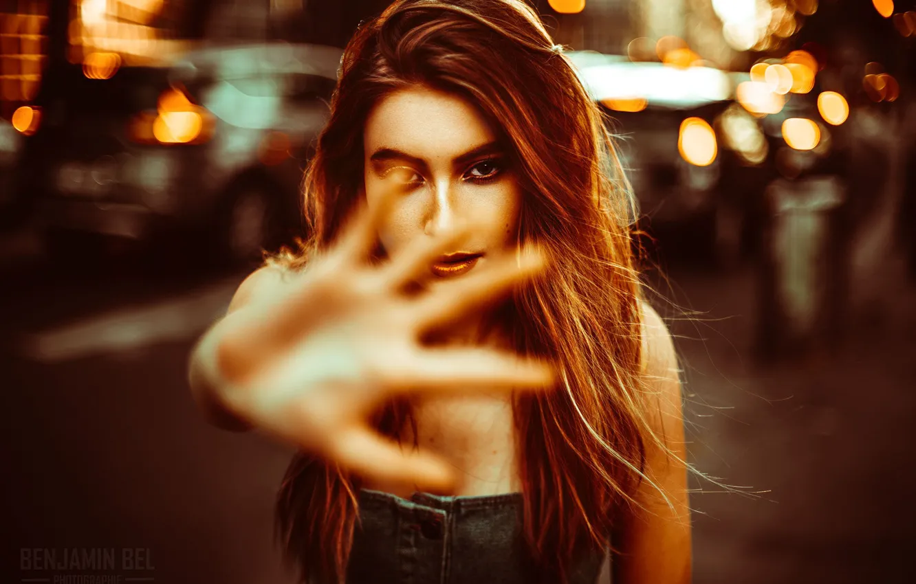 Wallpaper look, model, hand, makeup, hairstyle, brown hair, bokeh, Leah ...
