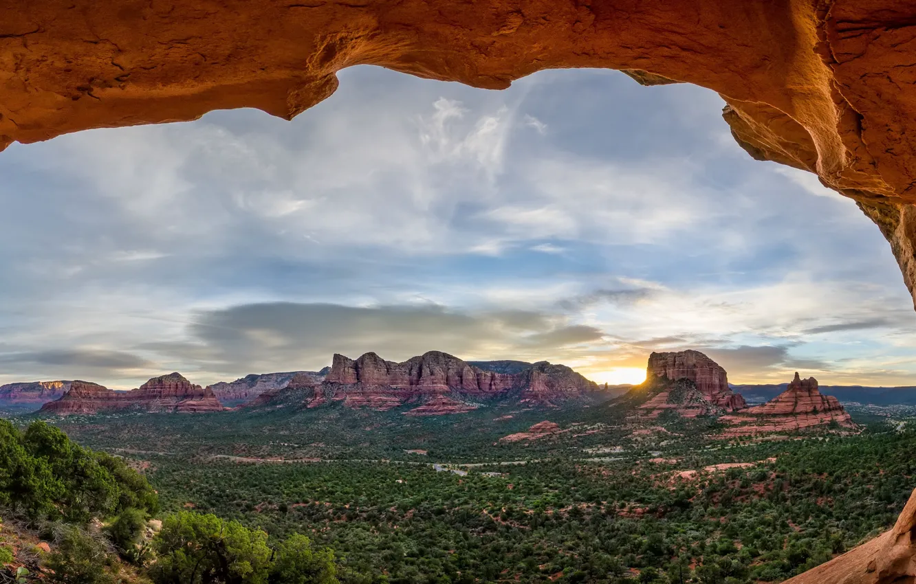 Wallpaper the sky, landscape, mountains, rock, window for mobile and ...