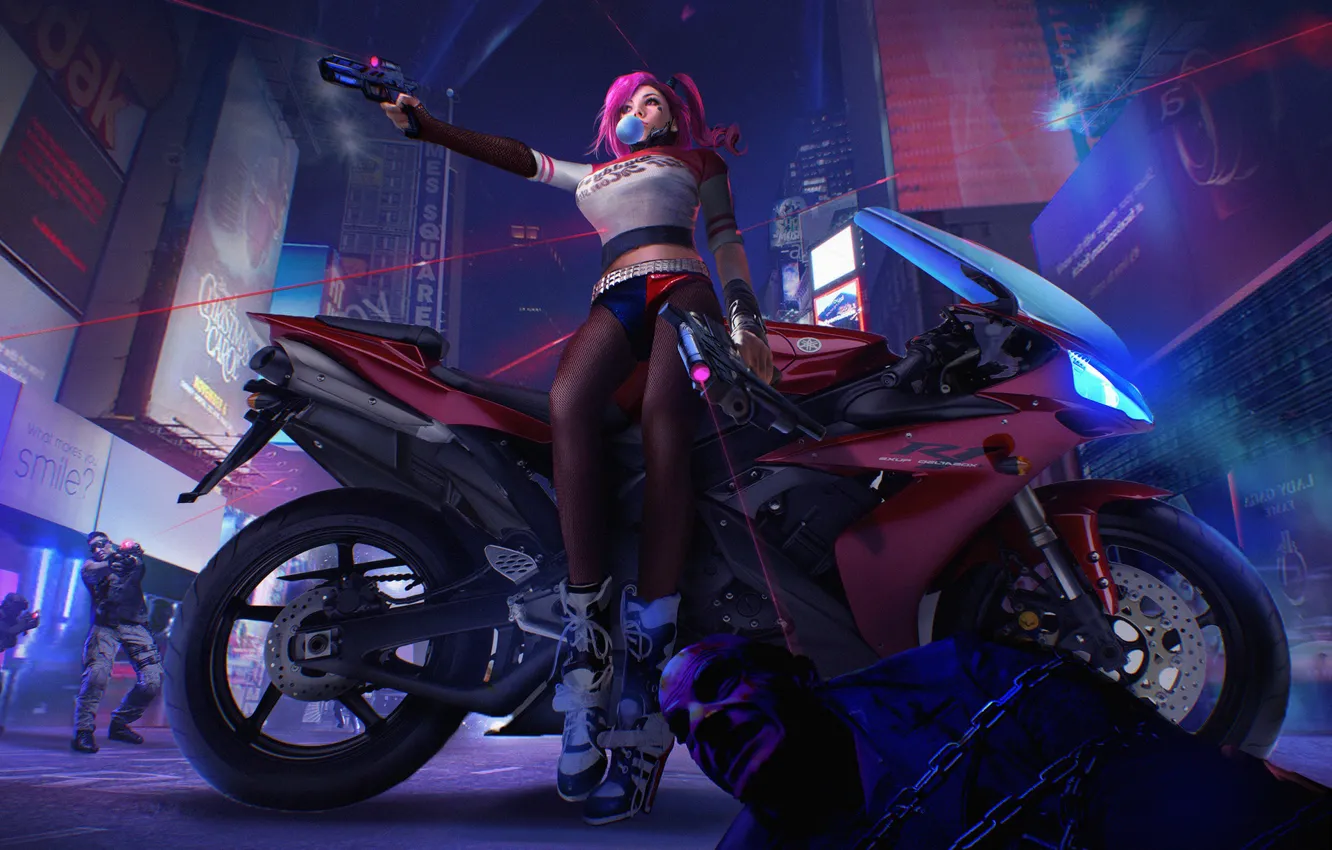 Wallpaper building, chain, motorcycle, bubble, I make a killer for ...