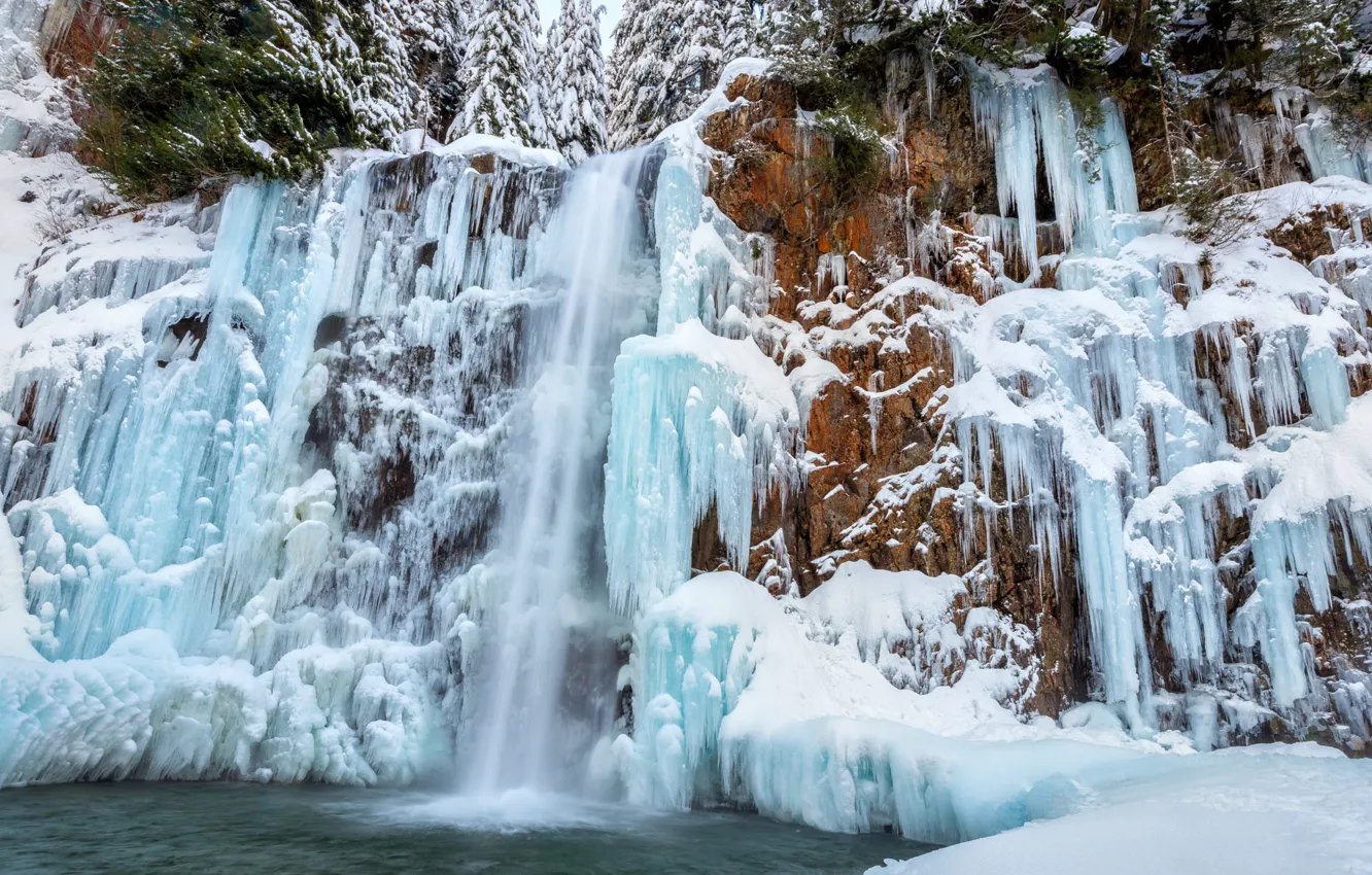 Wallpaper winter, snow, waterfall for mobile and desktop, section ...