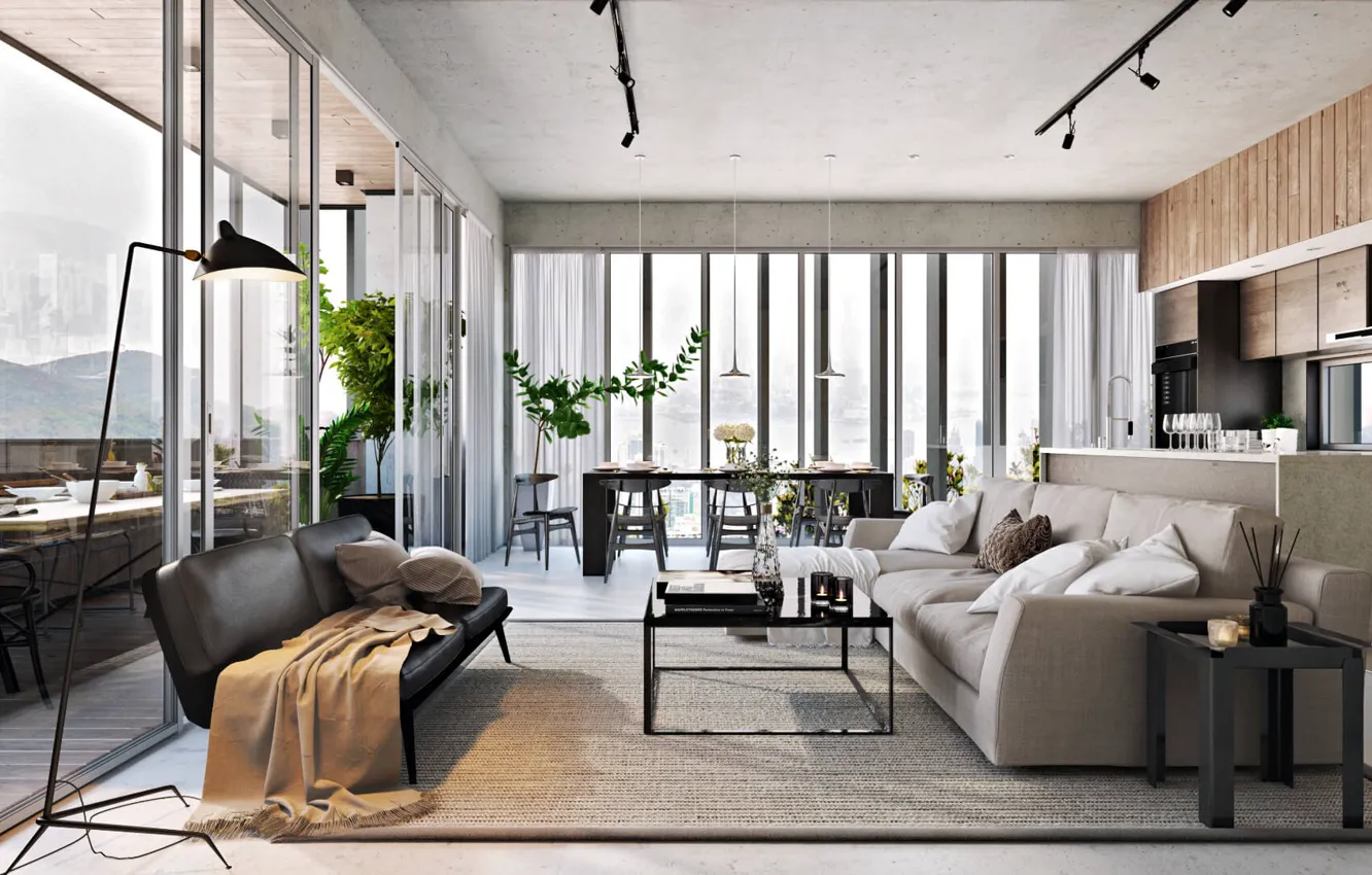 Wallpaper style, rendering, rendering, thoughtful interior design ...