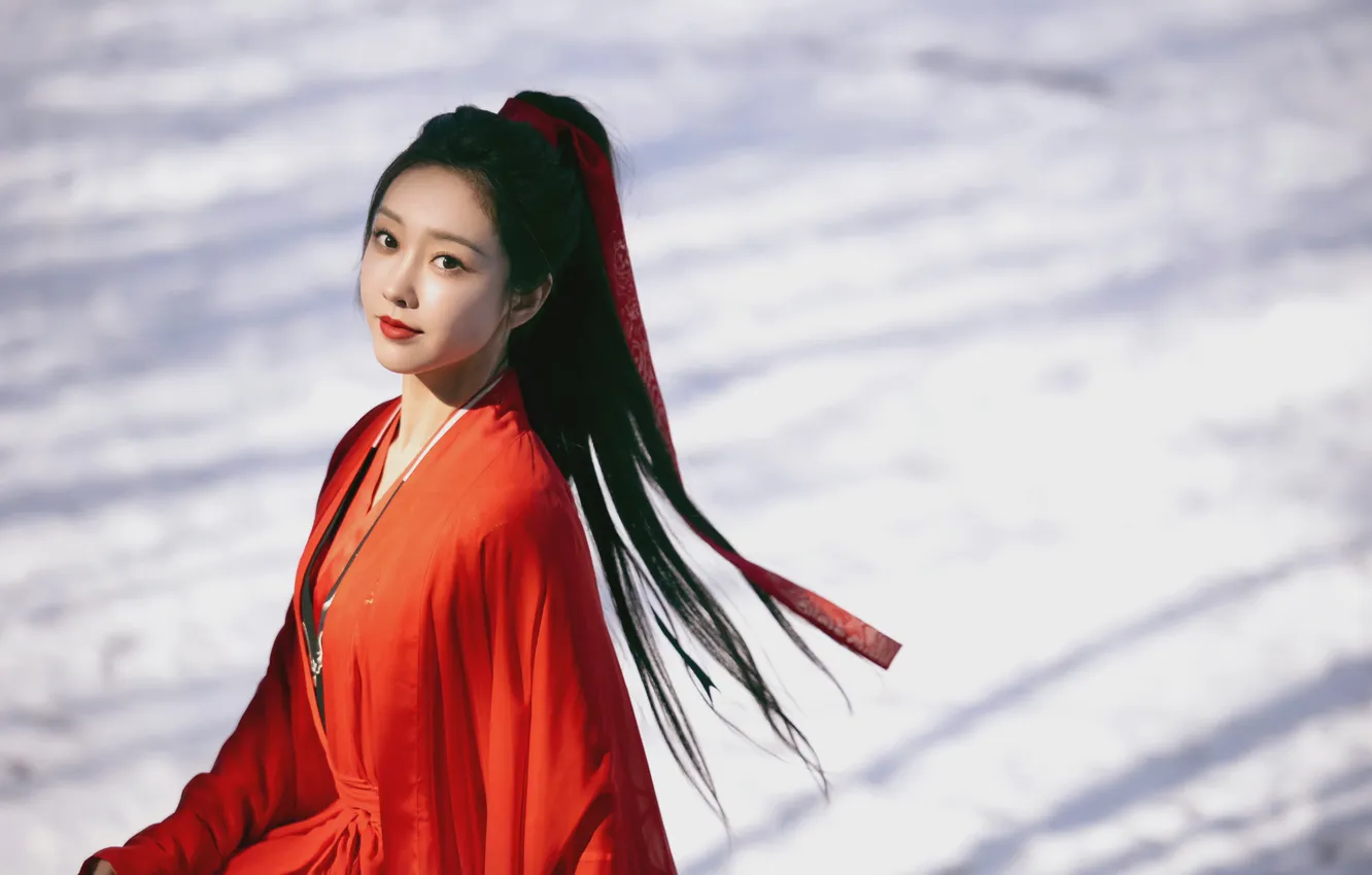 Wallpaper snow, actress, China, hanfu, Xuan Lu, Xuan Lu for mobile and ...