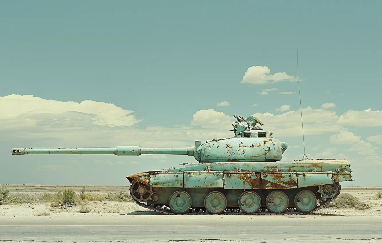 Wallpaper road, tank, side, digital art, AI art, The Art of Artificial ...