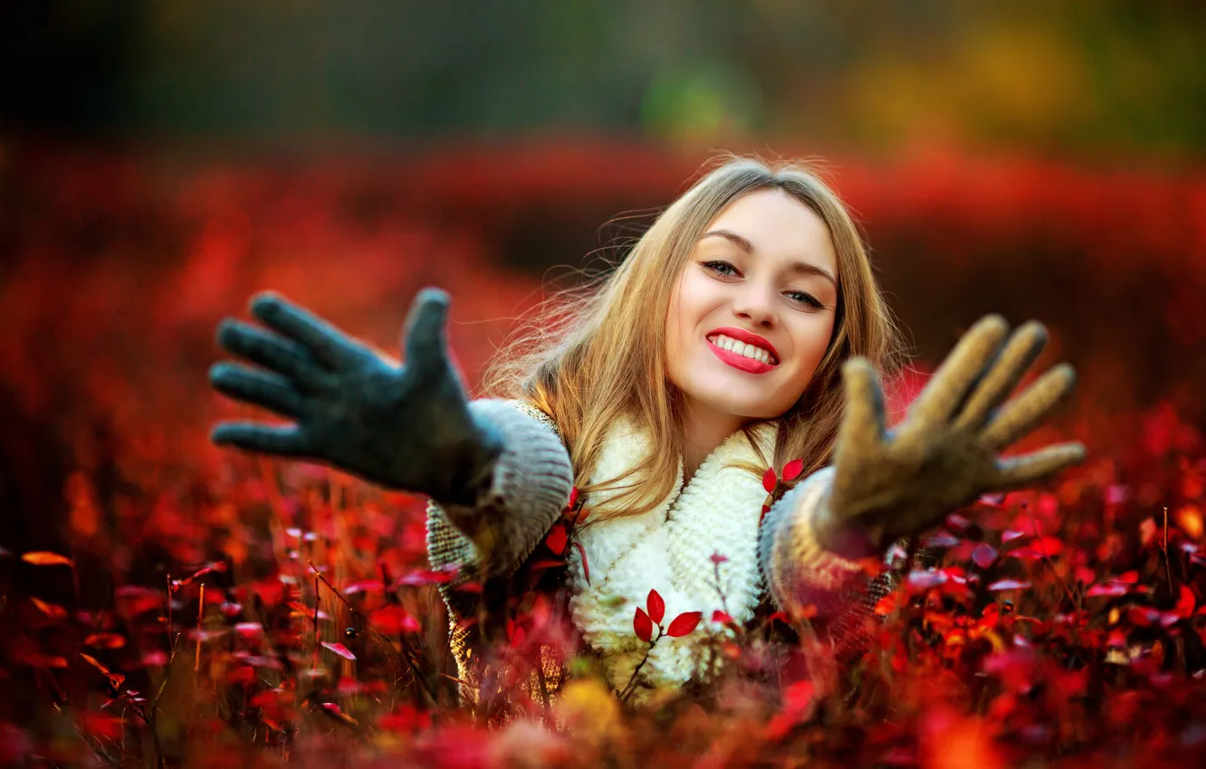 Wallpaper autumn, girl, girl, maple, woman, autumn, leaves, fall for ...