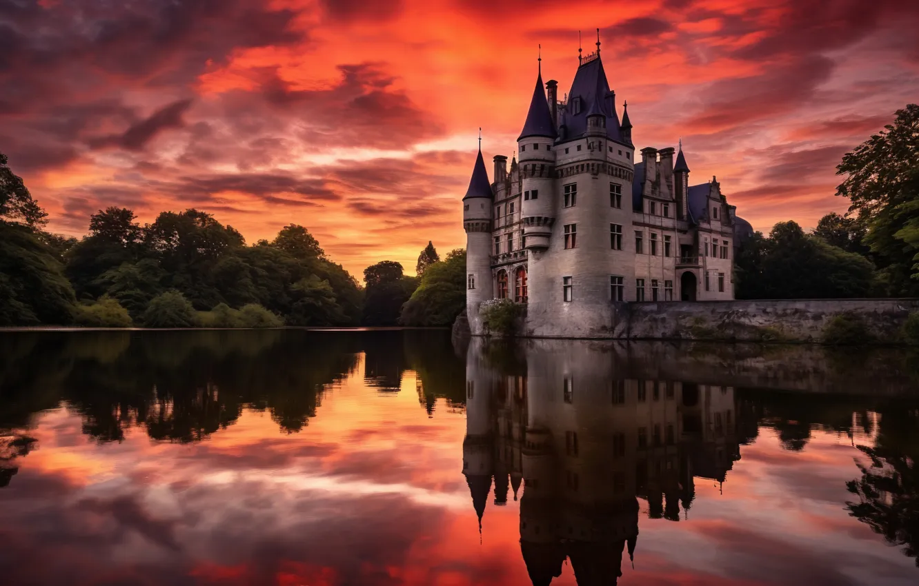 Wallpaper landscape, sunset, castle, landscape, sunset, beautiful ...