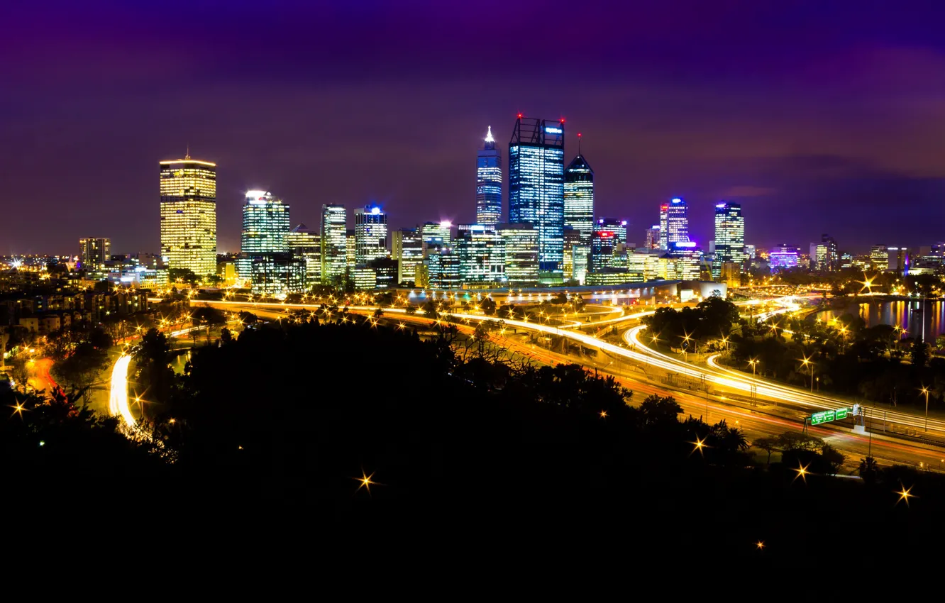 Wallpaper night, lights, home, Australia, Perth for mobile and desktop ...