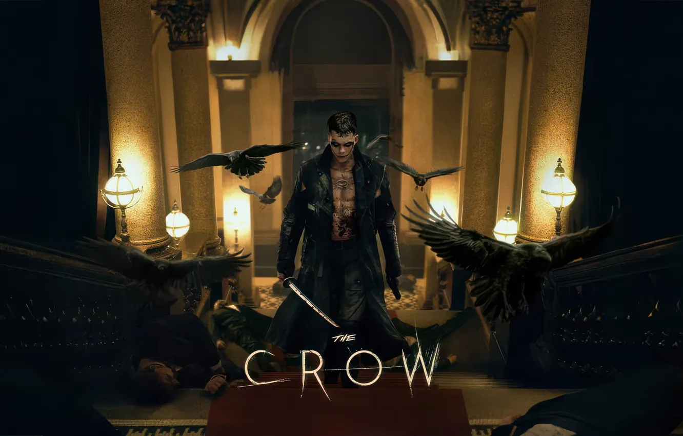 Wallpaper birds, lamp, ladder, crows, guy, The Crow, avenger, The Crow ...