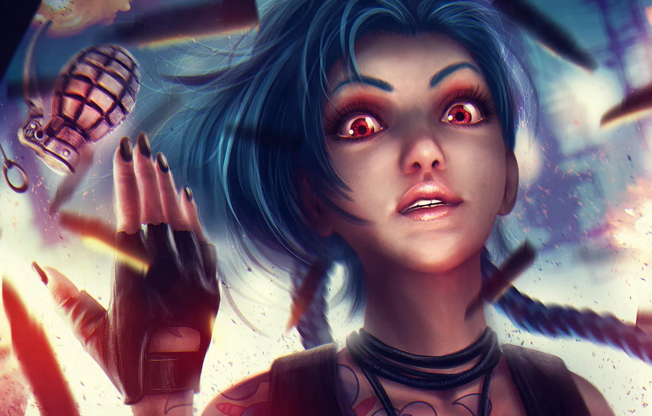 Wallpaper look, girl, pomegranate, glove, art, lol, League of Legends ...