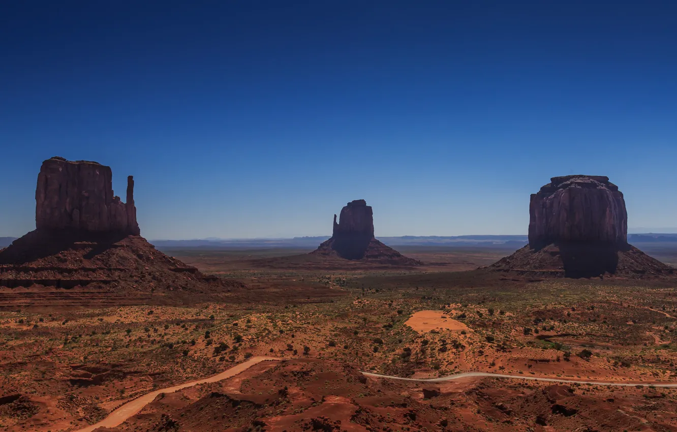 Wallpaper road, sky, desert, horizon, Utah, Monument Valley, sunny, dry ...