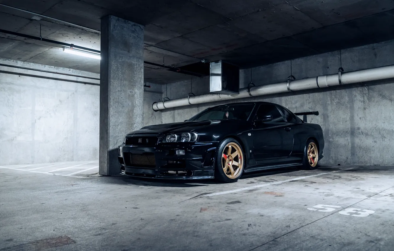 Wallpaper GTR, Nissan, Classic, Black, R34, JDM, Sight, SkyLine for ...