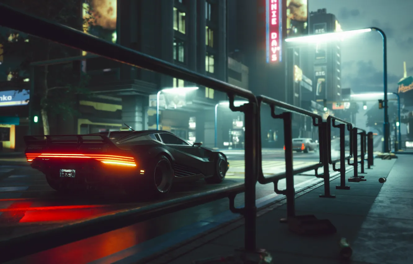 Wallpaper road, machine, night, lights, lights, cyberpunk, cyberpunk ...