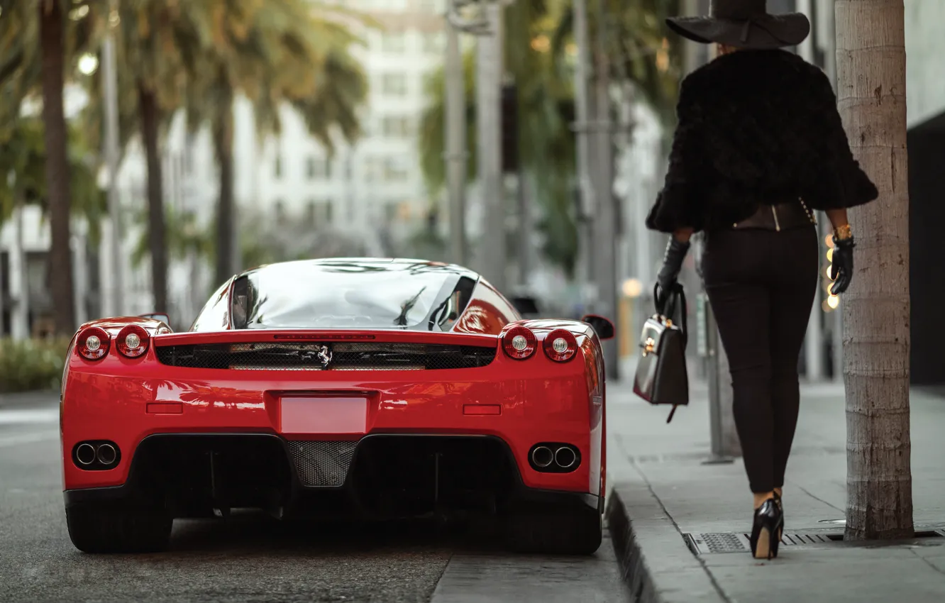 Wallpaper woman, border, Ferrari, supercar, Ferrari, rear view, Ferrari ...