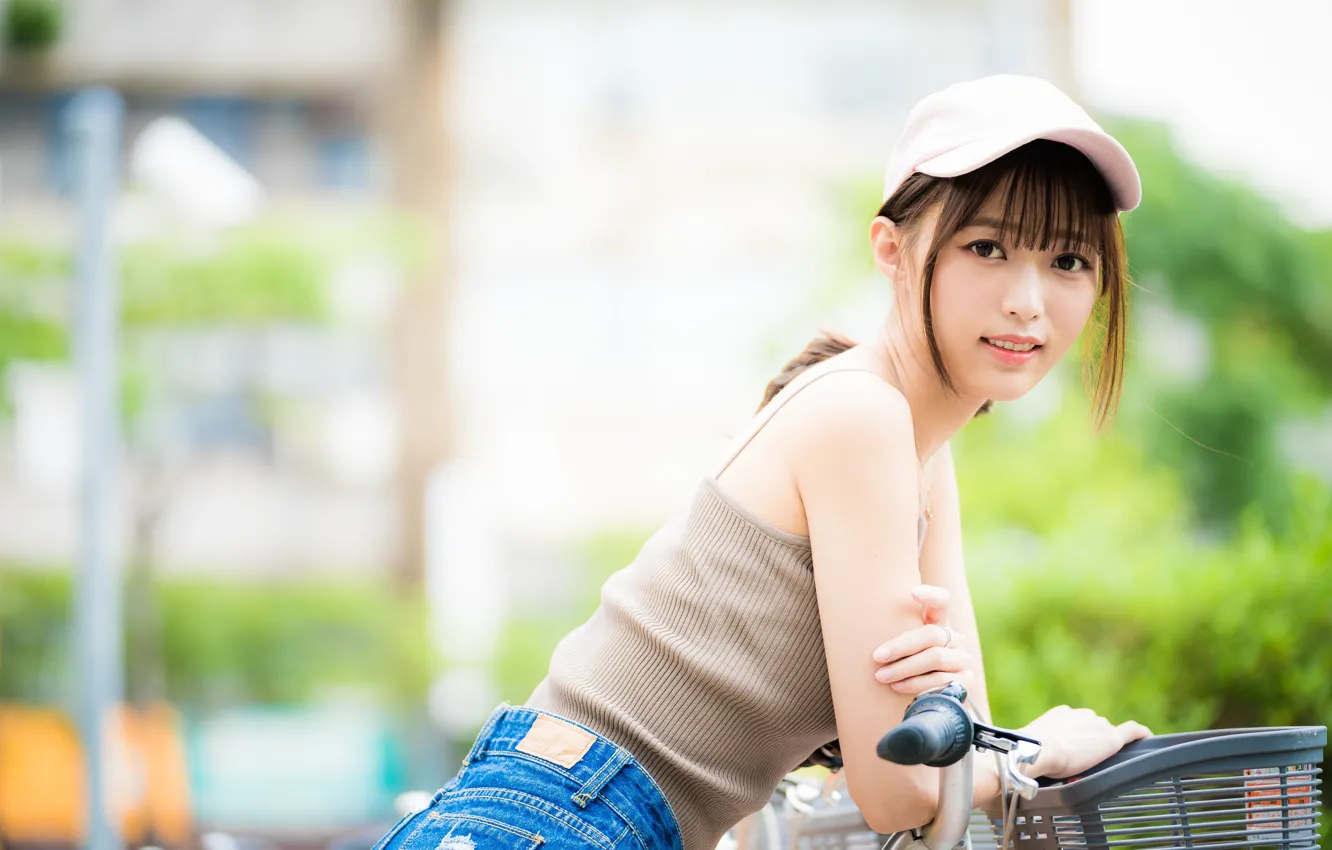 Wallpaper look, girl, cap, cutie, bokeh for mobile and desktop, section девушки, resolution ...