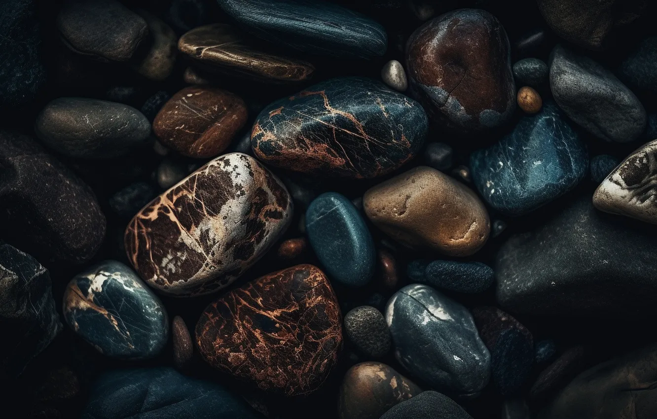 Wallpaper pebbles, the dark background, stones, texture, stones ...