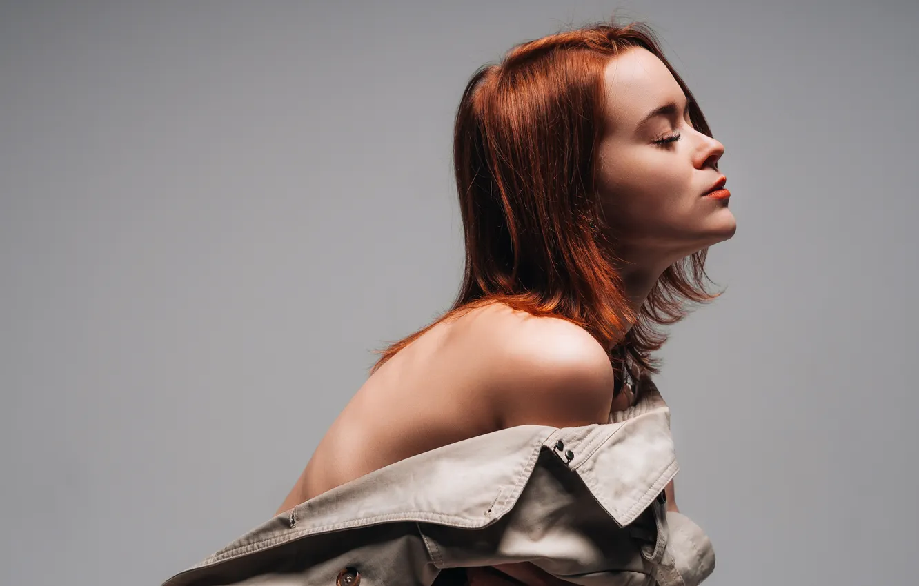 Wallpaper model, redhead, eyes closed, Max Miron for mobile and desktop ...