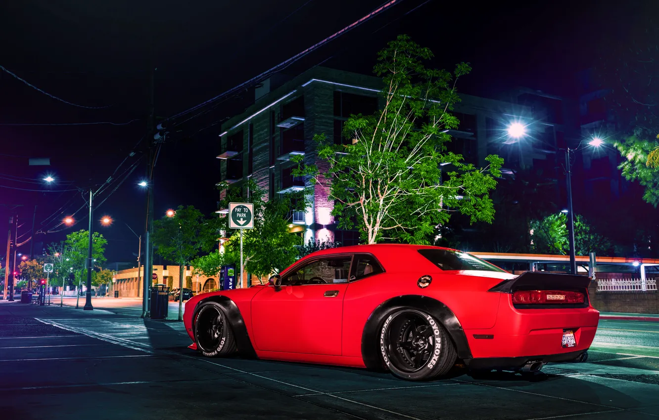 Wallpaper Dodge, Challenger, Red, Car, Body, Street, SRT, Stance for ...