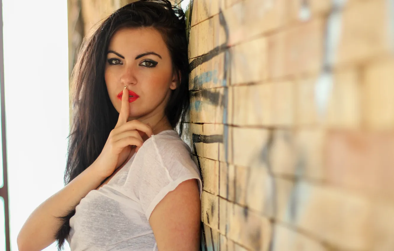 Wallpaper look, girl, hair, lips, fingers, beauty for mobile and ...