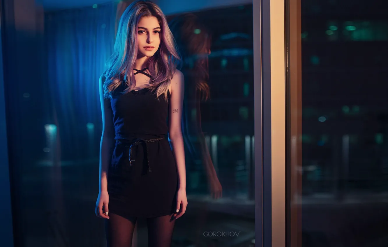 Wallpaper girl, reflection, window, girl, woman, Galina Rover, Galeine ...