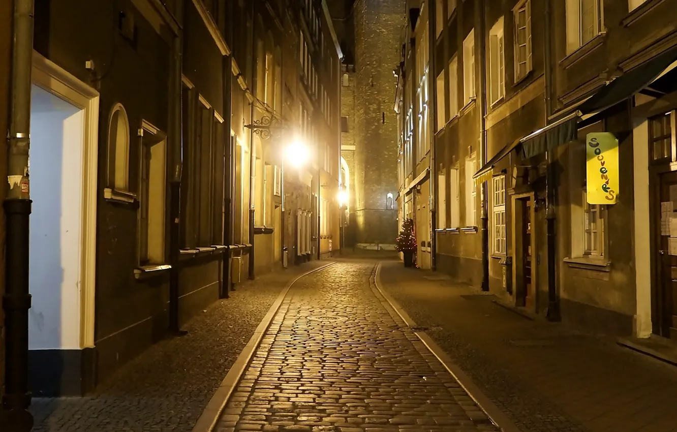 Wallpaper night, street, houses images for desktop, section город ...